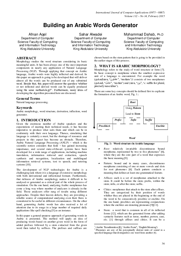 (PDF) Building an Arabic Words Generator