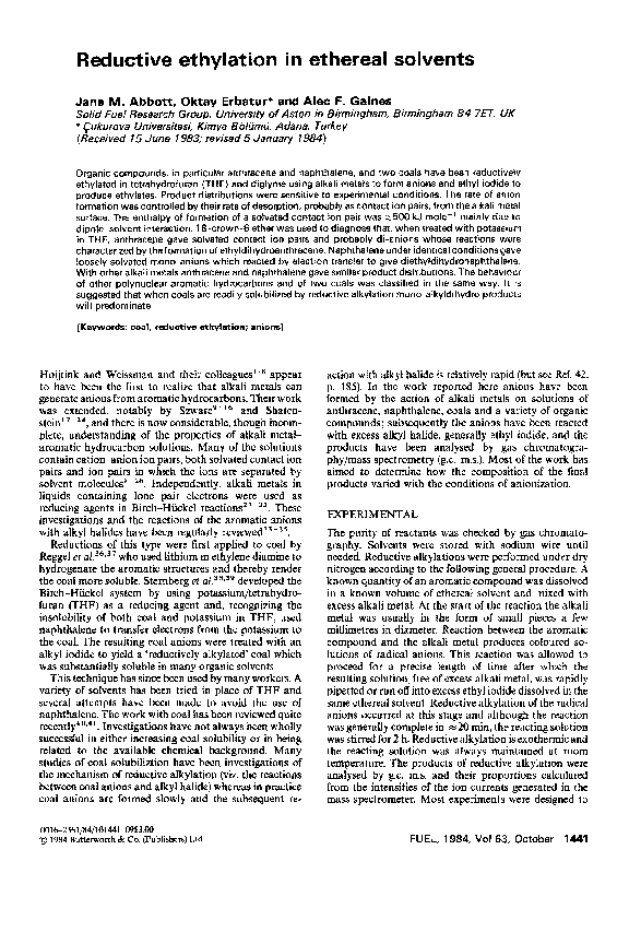 (PDF) Reductive ethylation in ethereal solvents