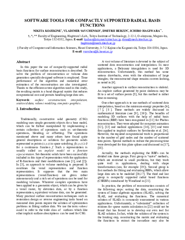 (PDF) Software Tools for Compactly Supported Radial Basis Functions