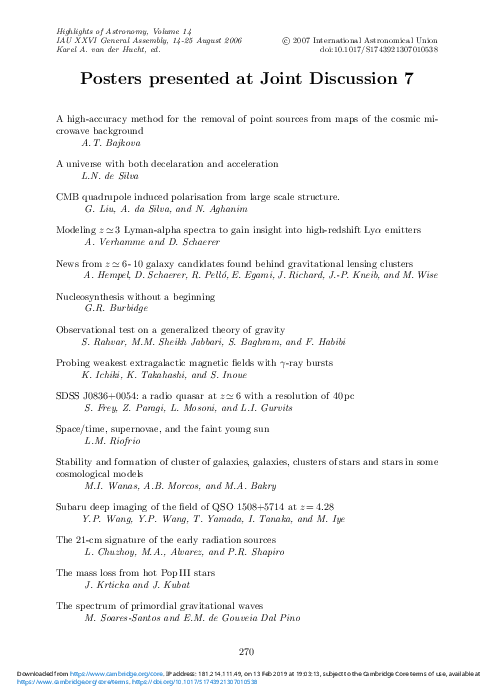 (PDF) Posters presented at Joint Discussion 7