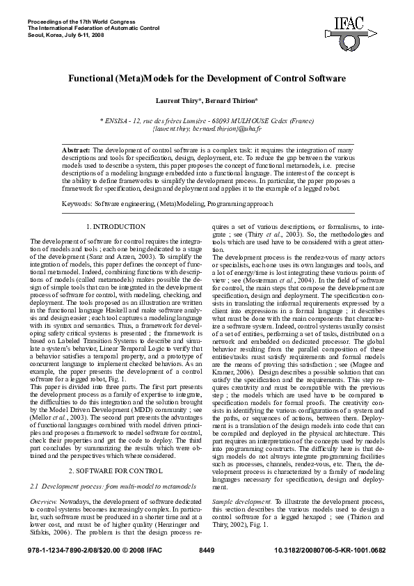 (PDF) Functional Metamodels for the Development of Control Software ...