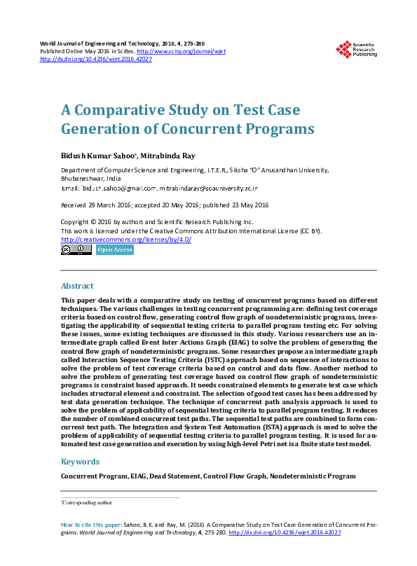 A Comparative Study on Test Case Generation of Concurrent Programs