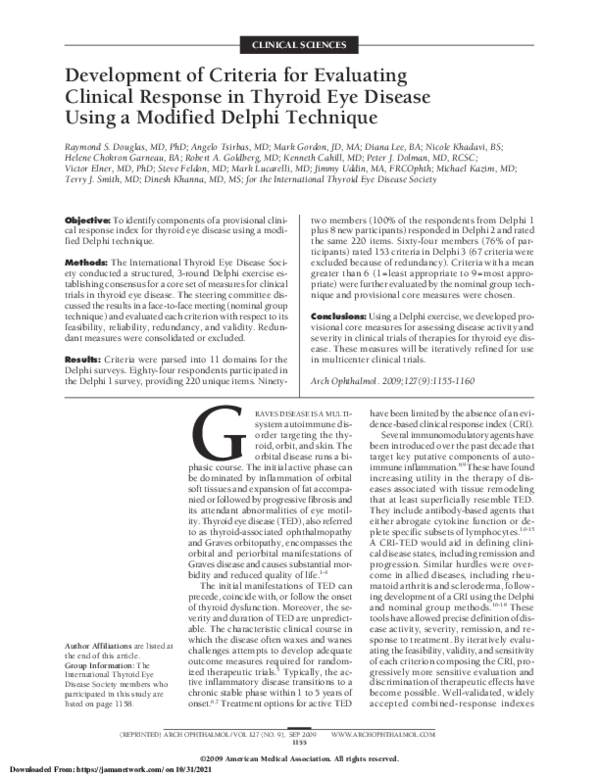 (PDF) Development of Criteria for Evaluating Clinical Response in Thyroid Eye Disease Using a ...