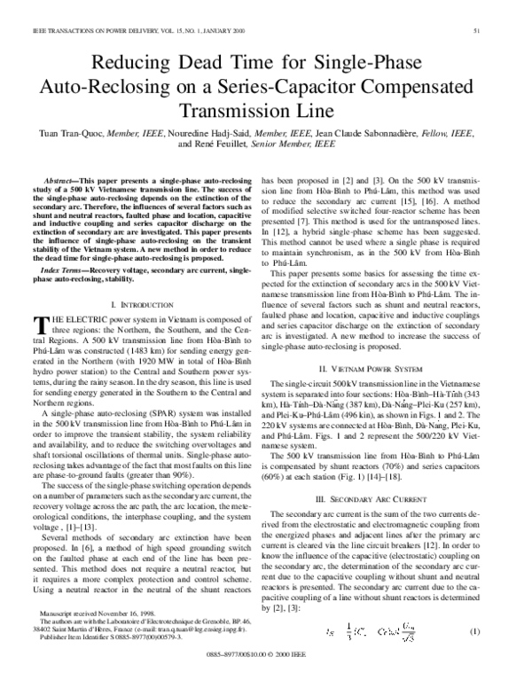 (PDF) Reducing dead time for single-phase auto-reclosing on a series ...