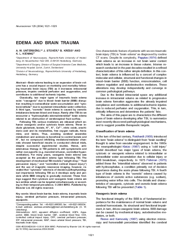 (PDF) Edema and brain trauma