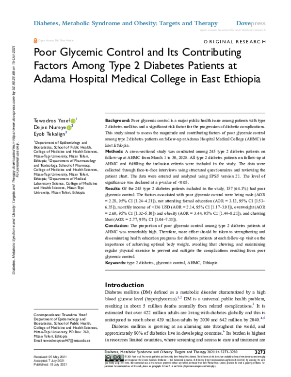 (PDF) Poor Glycemic Control and Its Contributing Factors Among Type 2 ...