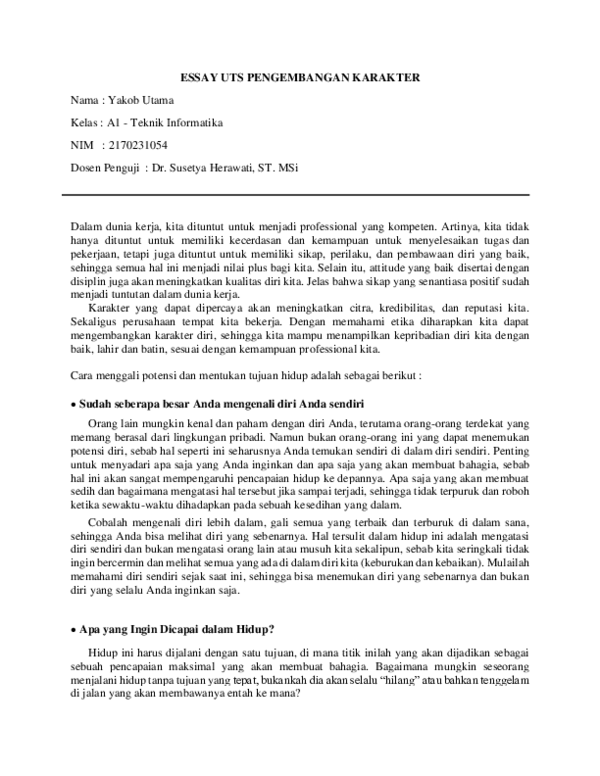 (PDF) Essay UTS Pembentukan Karakter
