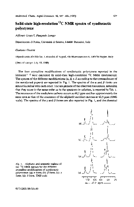 (PDF) Solid-state high-resolution 13C NMR spectra of syndiotactic ...