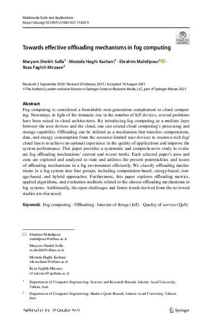 (PDF) Towards effective offloading mechanisms in fog computing