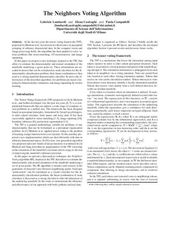 (PDF) The neighbors voting algorithm