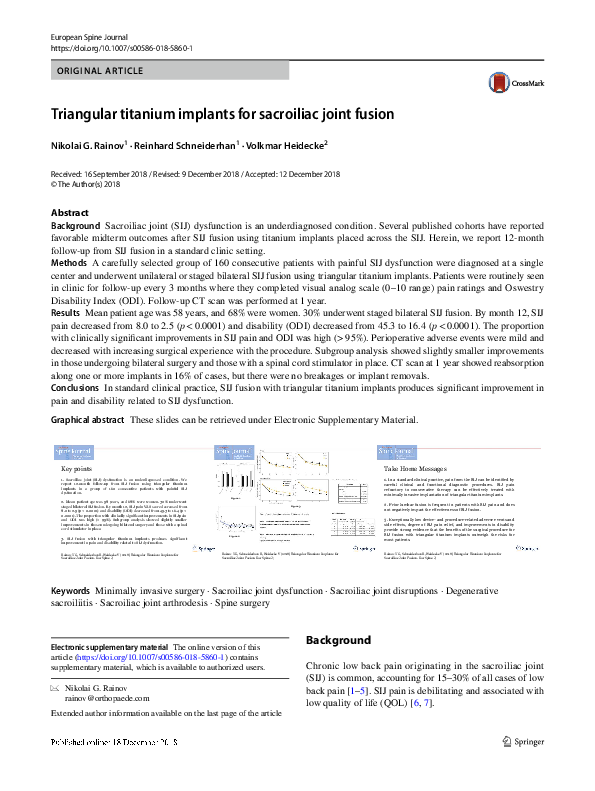 (PDF) Triangular titanium implants for sacroiliac joint fusion ...