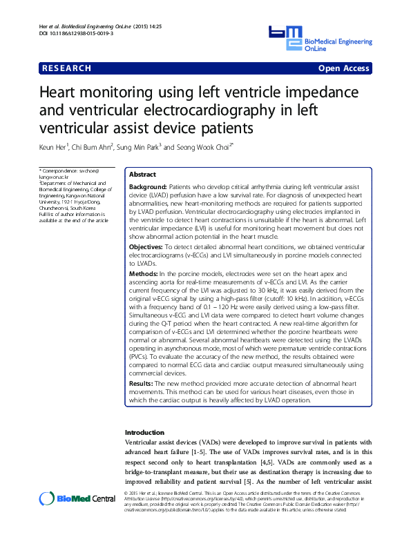 (PDF) Heart monitoring using left ventricle impedance and ventricular ...