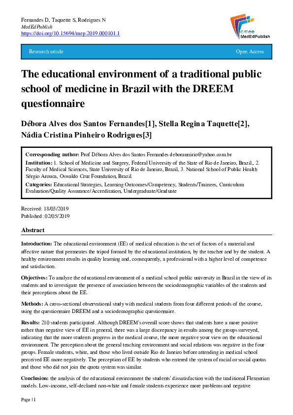 (PDF) The educational environment of a traditional public school of ...