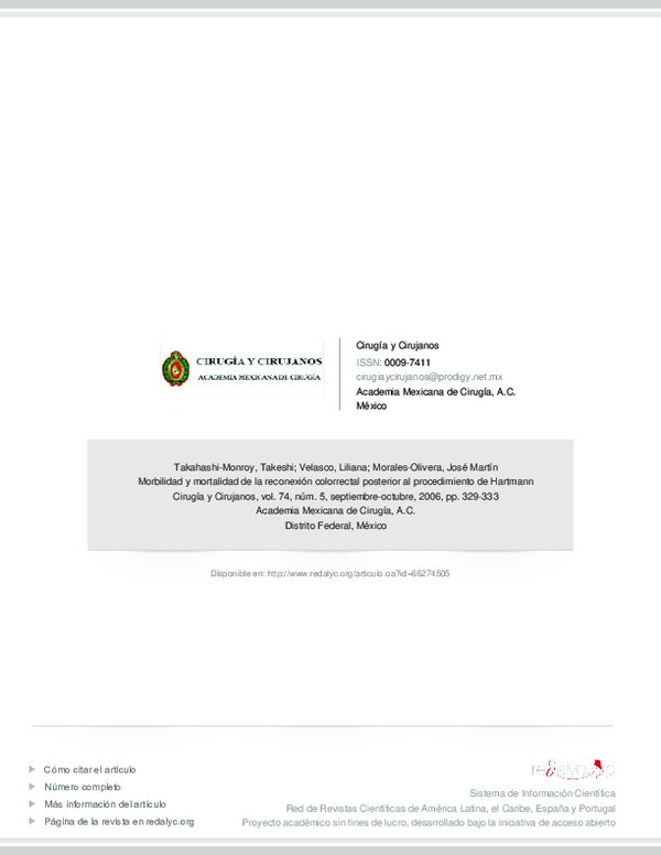 (PDF) Morbilidad y mortalidad de la reconexión colorrectal posterior al ...