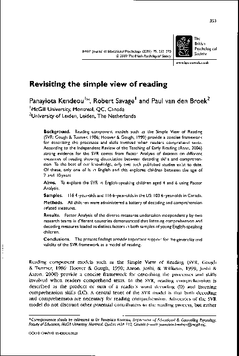 (PDF) Revisiting the simple view of reading