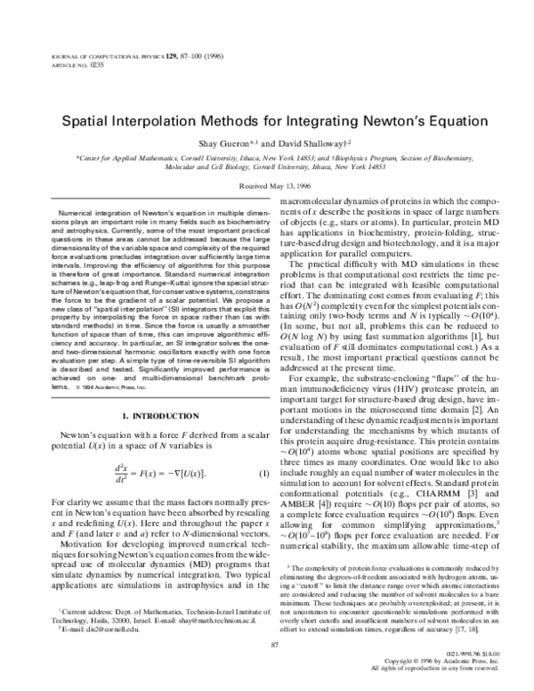 (PDF) Spatial Interpolation Methods for Integrating Newton's Equation