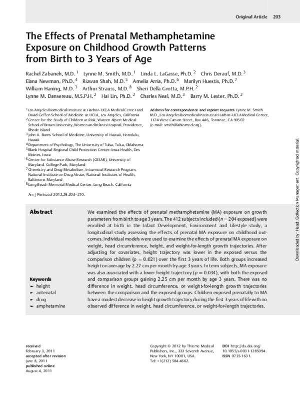 (PDF) The Effects of Prenatal Methamphetamine Exposure on Childhood ...