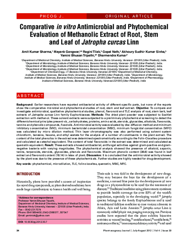 (PDF) Comparative in vitro Antimicrobial and Phytochemical Evaluation of Methanolic Extract of ...