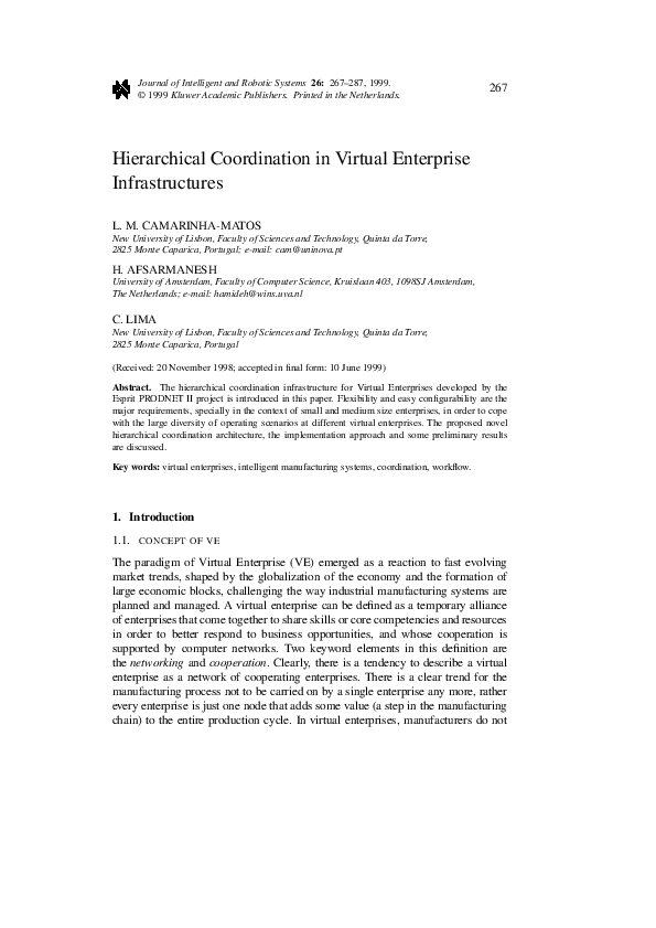 (PDF) Hierarchical coordination in virtual enterprise infrastructures