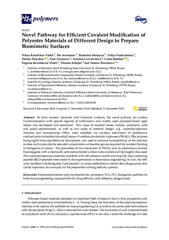 (PDF) Novel Pathway for Efficient Covalent Modification of Polyester ...