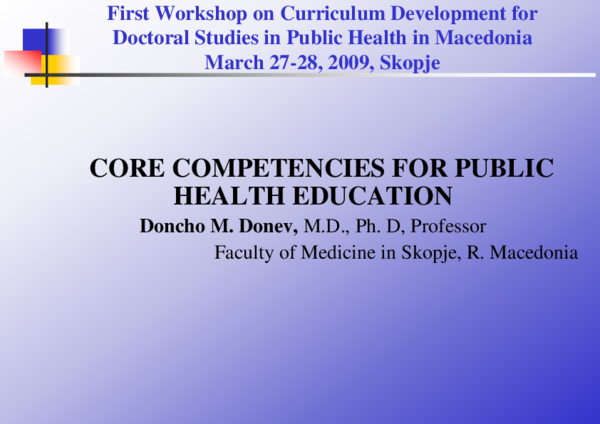 (PDF) Core Competencies for Public Health Education
