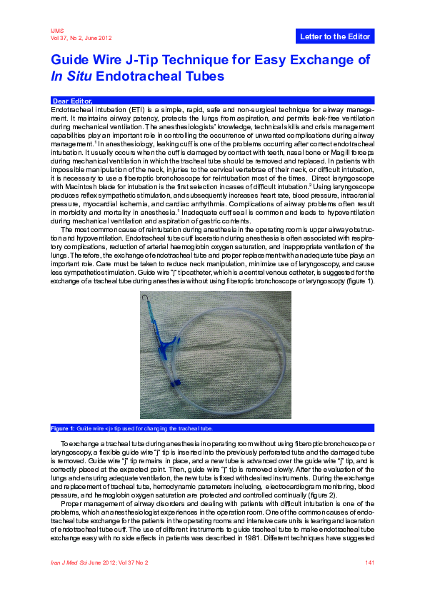 (PDF) Guide wire j-tip technique for easy exchange of in situ ...