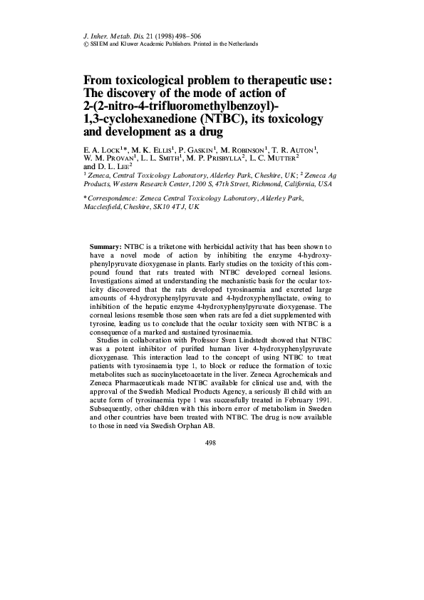 (PDF) From toxicological problem to therapeutic use: the discovery of ...