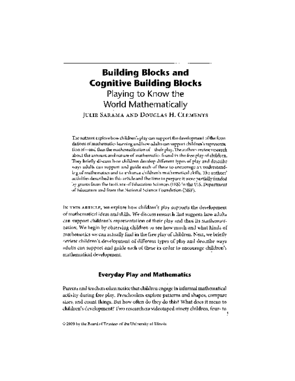 (PDF) Building blocks and cognitive building blocks