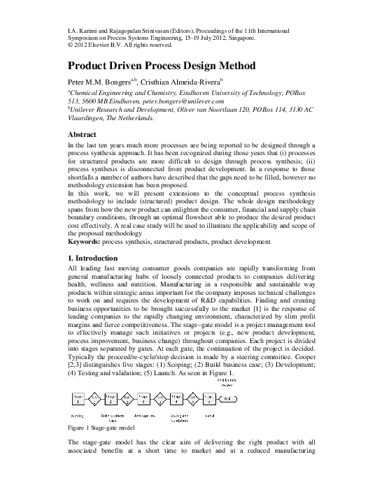 (PDF) Product Driven Process Design Method