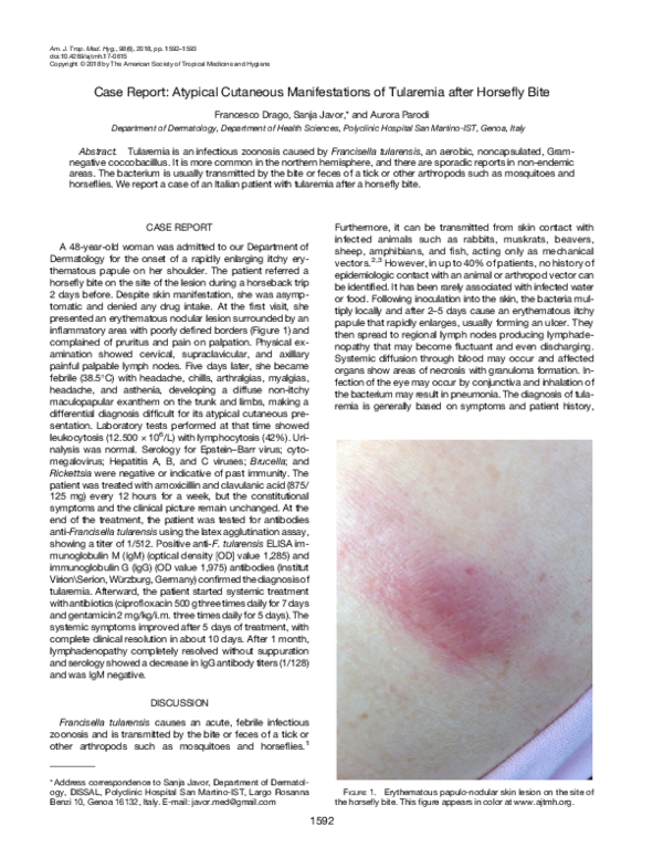 (PDF) Case Report: Atypical Cutaneous Manifestations of Tularemia after ...
