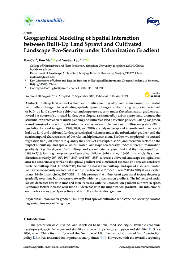 Pdf Geographical Modeling Of Spatial Interaction Between Built Up