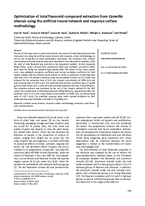 (PDF) Optimization of total flavonoid compound extraction from Gynura ...