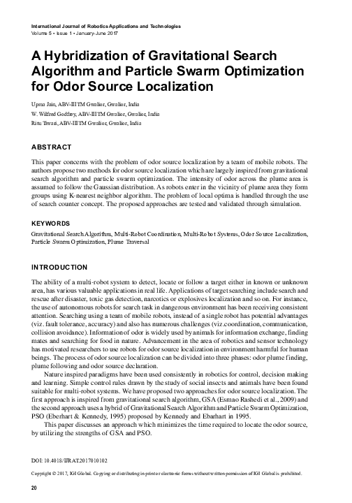 Pdf A Hybridization Of Gravitational Search Algorithm And Particle Swarm Optimization For Odor