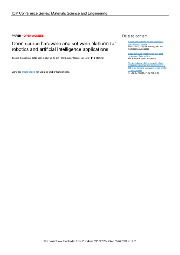 (PDF) Open source hardware and software platform for robotics and ...