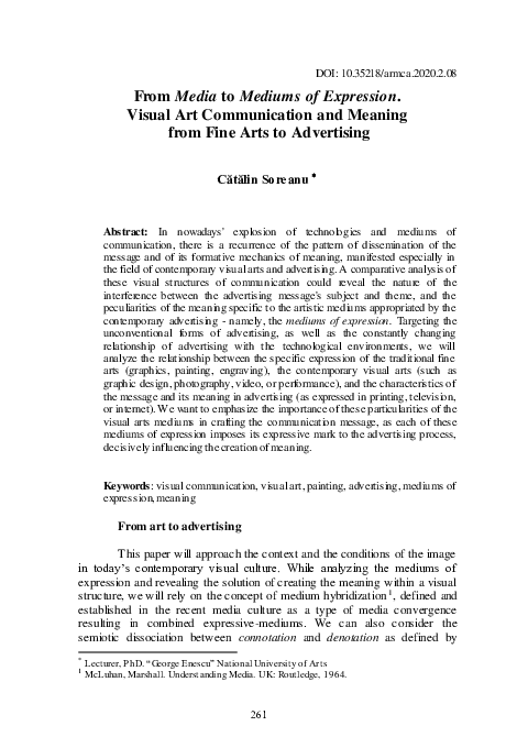 (PDF) From Media to Mediums of Expression. Visual Art Communication and ...