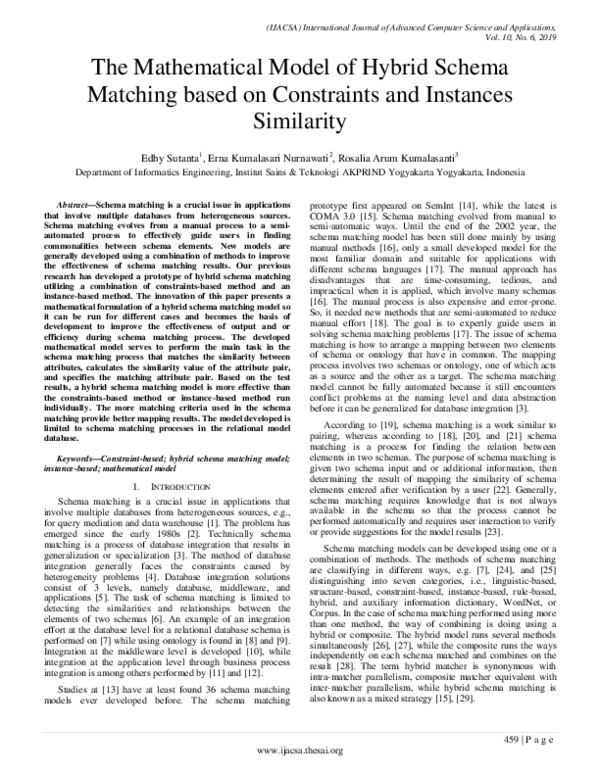 Pdf The Mathematical Model Of Hybrid Schema Matching Based On