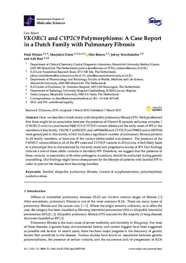 (PDF) VKORC1 and CYP2C9 Polymorphisms: A Case Report in a Dutch Family ...