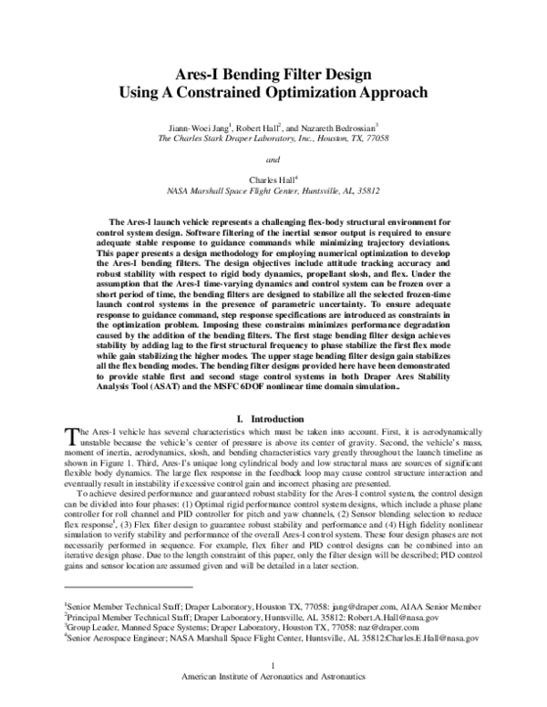 (PDF) Ares-I Bending Filter Design Using A Constrained Optimization Approach