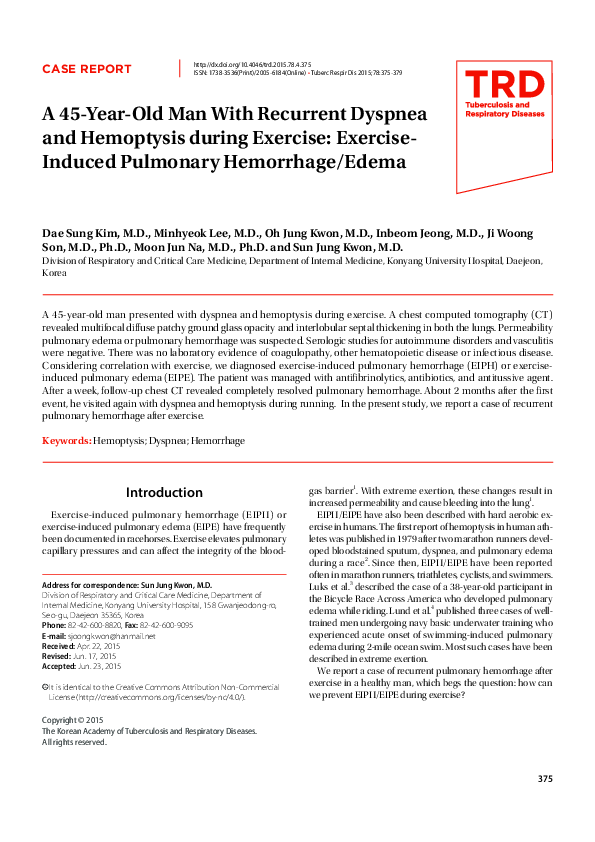(PDF) A 45-Year-Old Man With Recurrent Dyspnea and Hemoptysis during ...