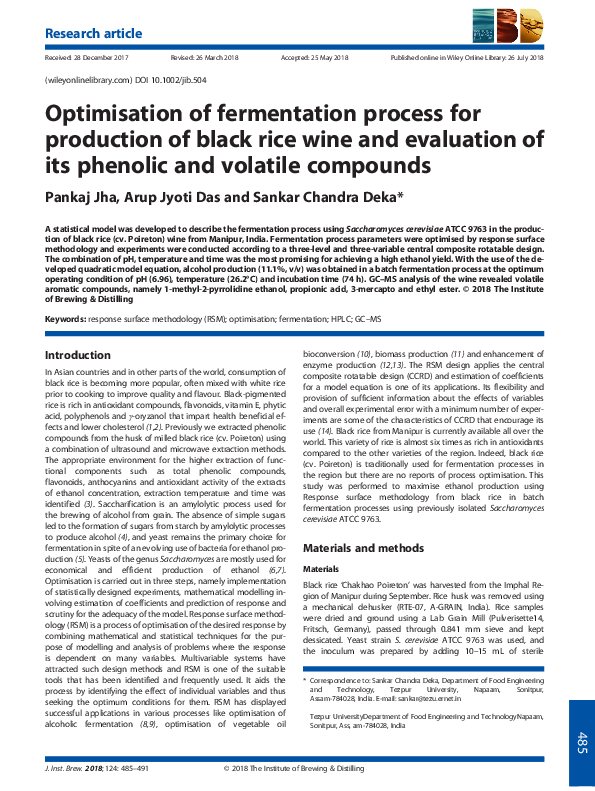 (PDF) Optimisation of fermentation process for production of black rice ...
