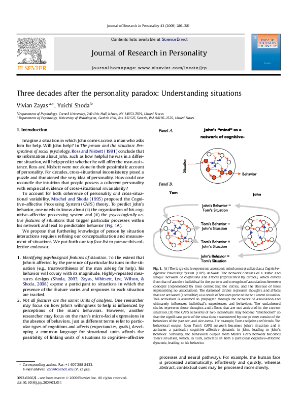 (PDF) Three decades after the personality paradox: Understanding situations