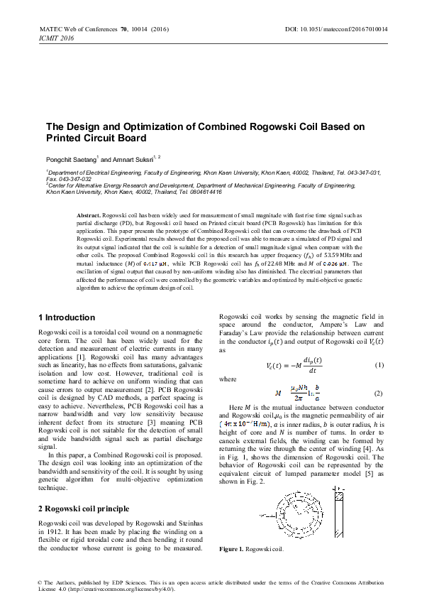 (PDF) The Design and Optimization of Combined Rogowski Coil Based on ...
