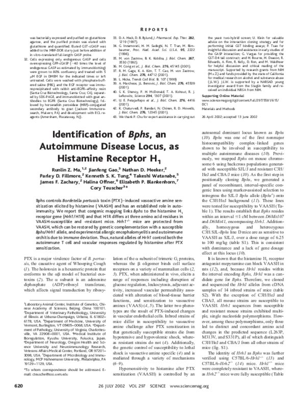 (PDF) Identification of Bphs, an Autoimmune Disease Locus, as Histamine ...