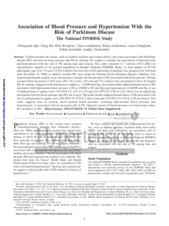 (PDF) Association of Blood Pressure and Hypertension With the Risk of ...