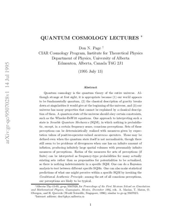 (PDF) Quantum cosmology lectures