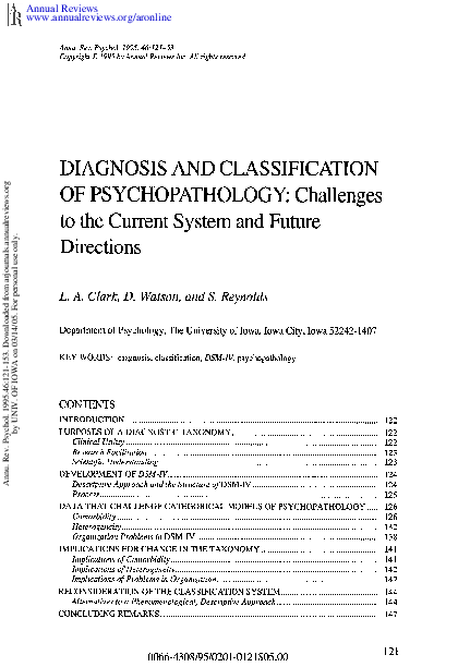 (PDF) Diagnosis and Classification of Psychopathology: Challenges to ...