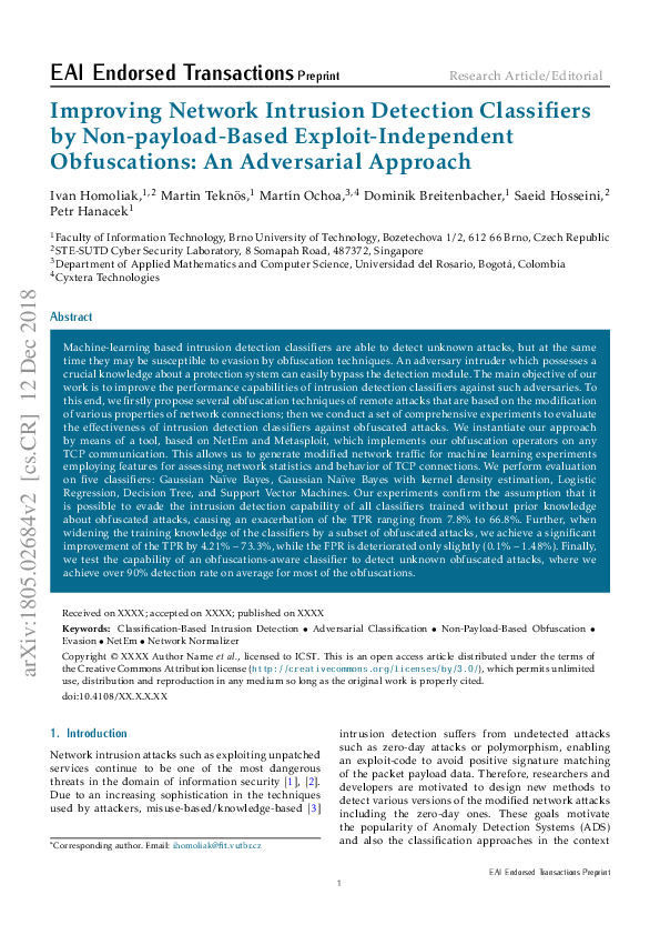 (PDF) Improving Network Intrusion Detection Classiﬁers by Non-payload-Based Exploit-Independent ...