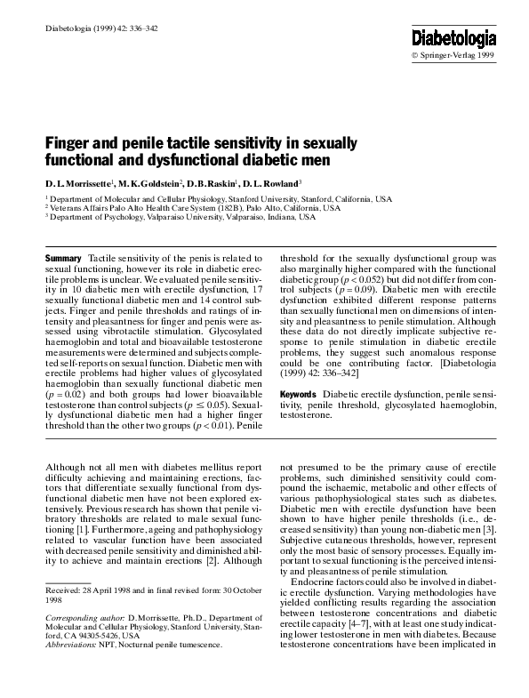 (PDF) Finger and penile tactile sensitivity in sexually functional and ...