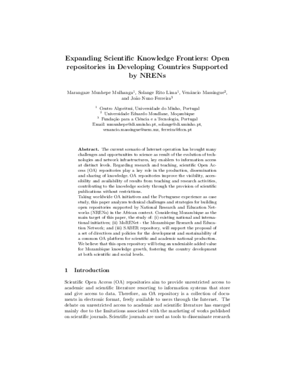 (PDF) Expanding Scientific Knowledge Frontiers: Open Repositories in ...