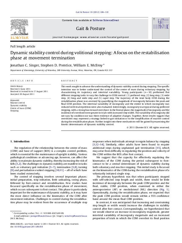 (PDF) Dynamic stability control during volitional stepping: A focus on ...